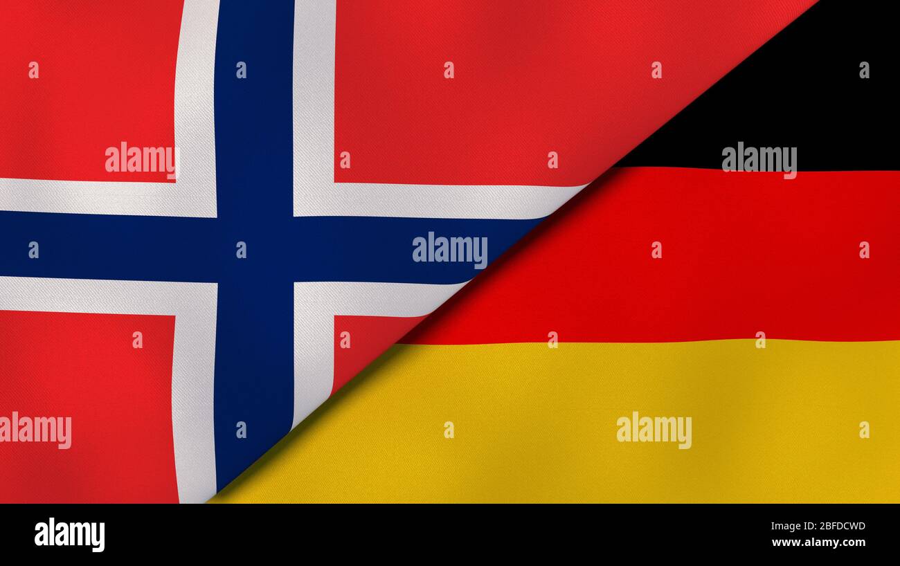 Two states flags of Norway and Germany. High quality business ...