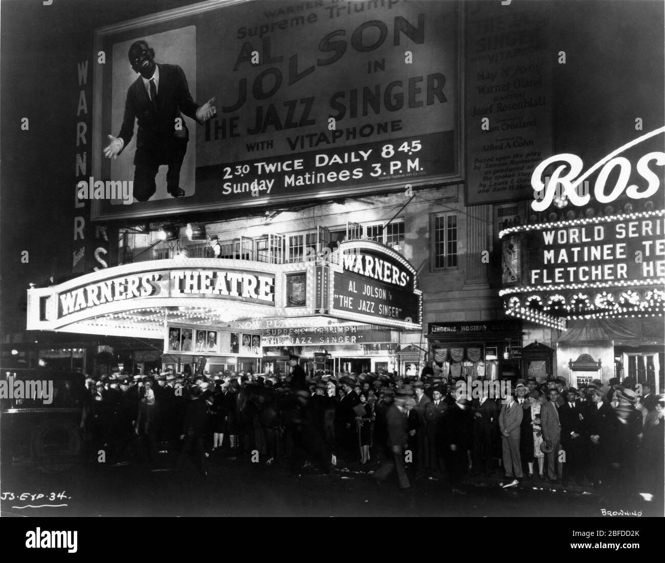 NEW YORK Premiere on October 6th 1927 at the Warners' Theatre of AL ...