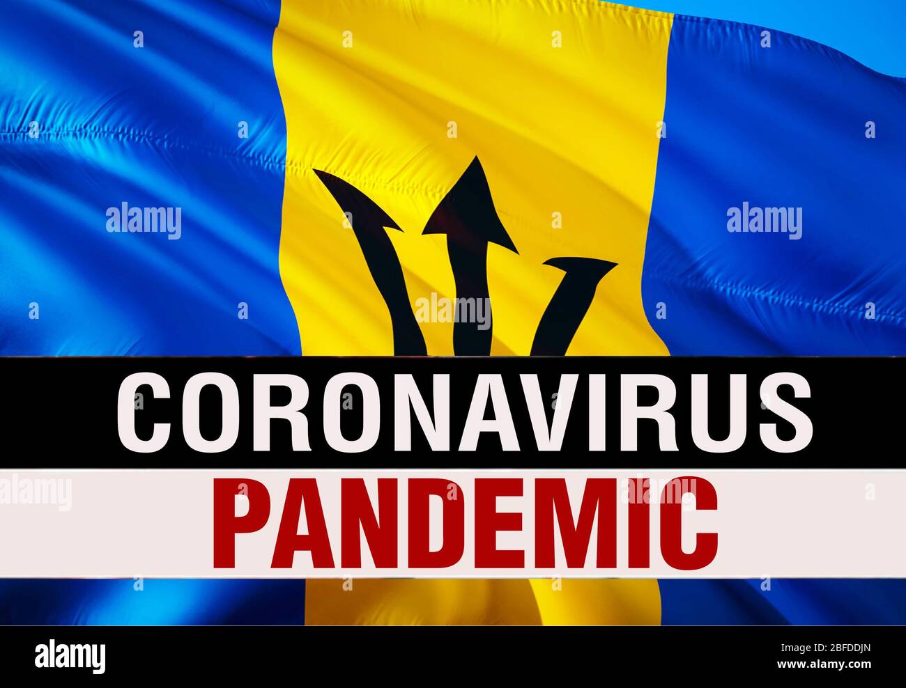 PANDEMIC of coronavirus COVID-2019 on Barbados country flag background ...