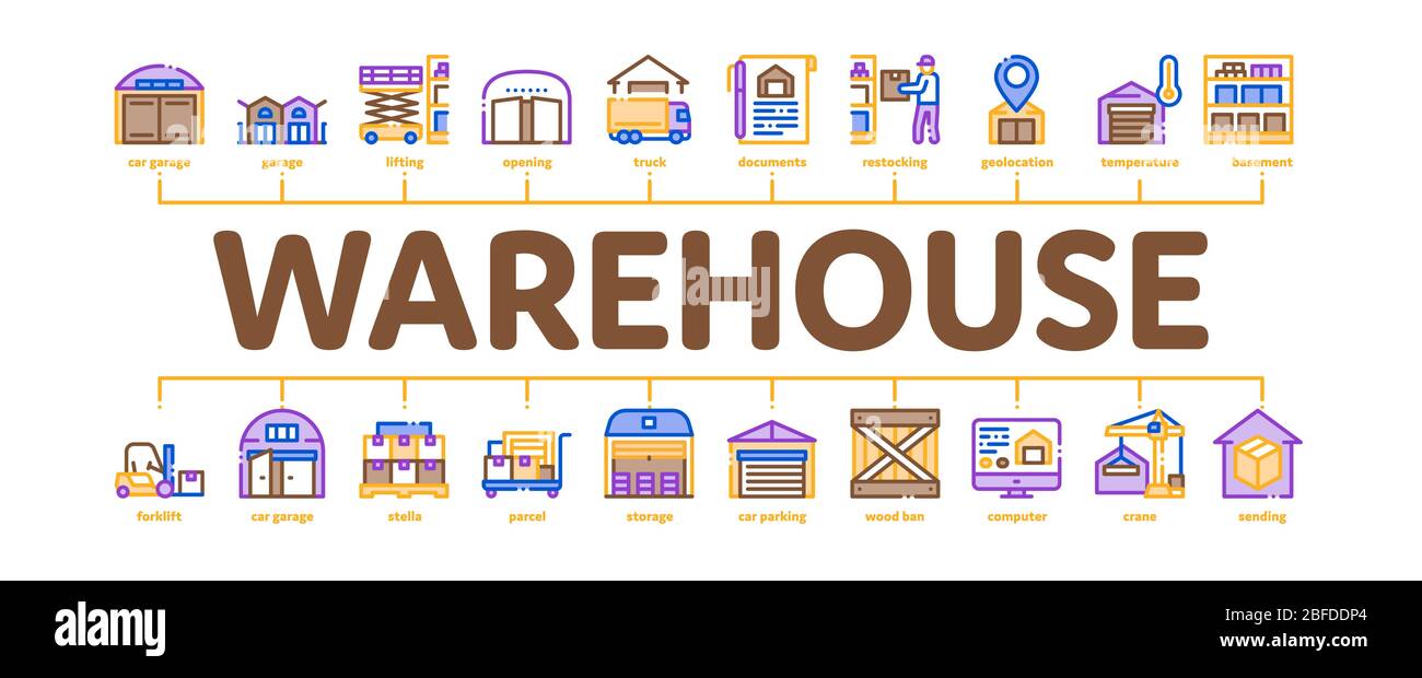 Warehouse And Storage Minimal Infographic Banner Vector Stock Vector ...