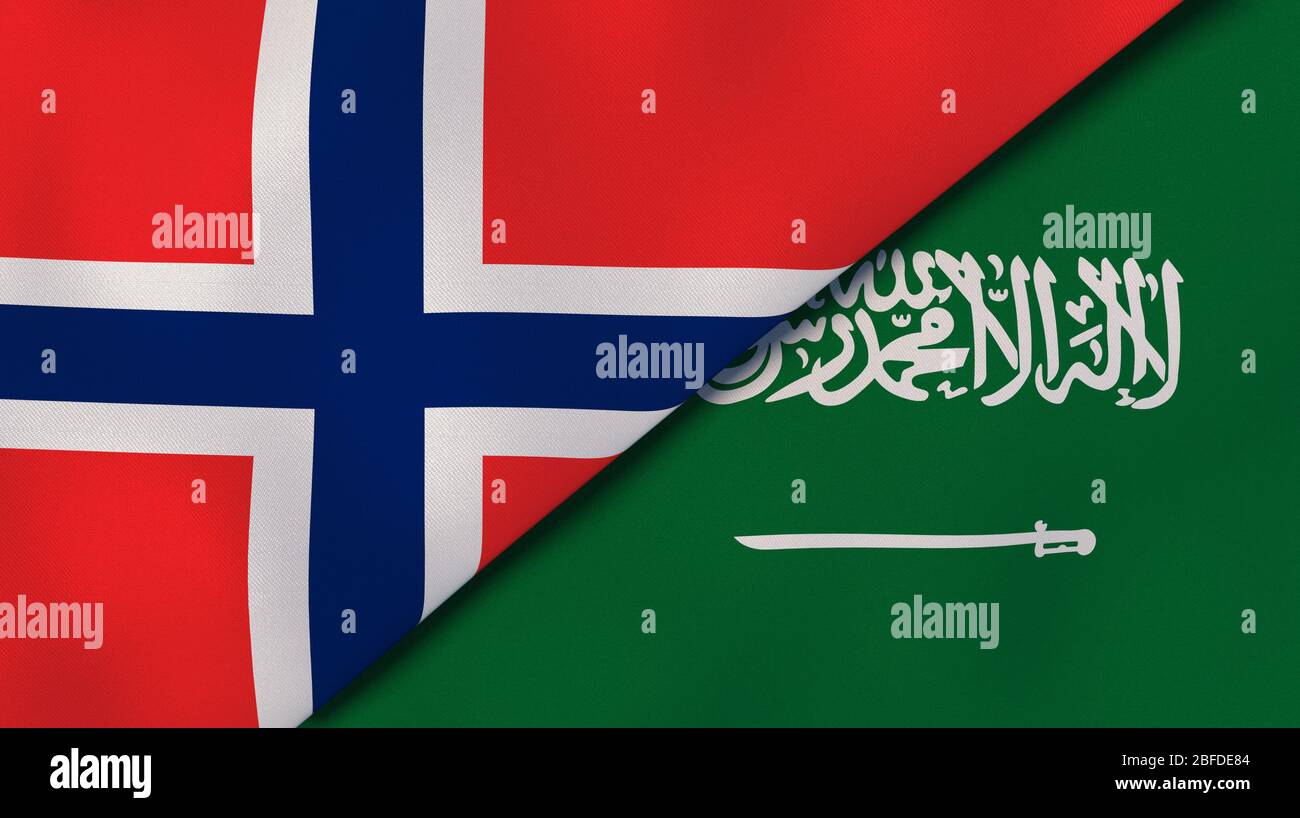 Two states flags of Norway and Saudi Arabia. High quality business ...