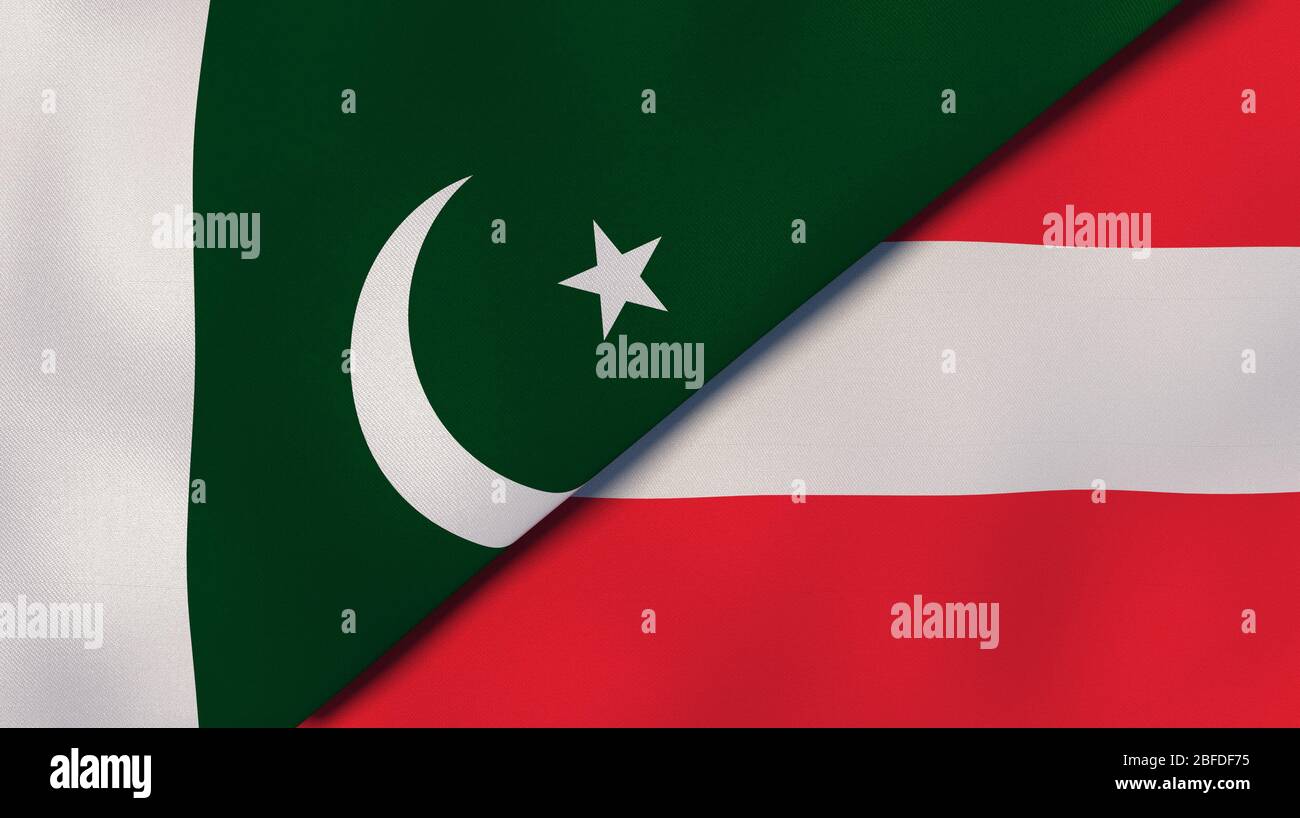 Two states flags of Pakistan and Austria. High quality business ...