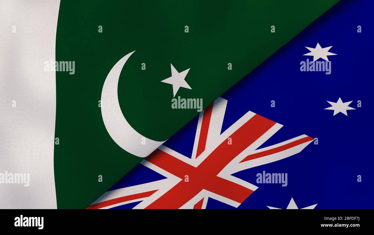 Two states flags of Pakistan and Australia. High quality business ...