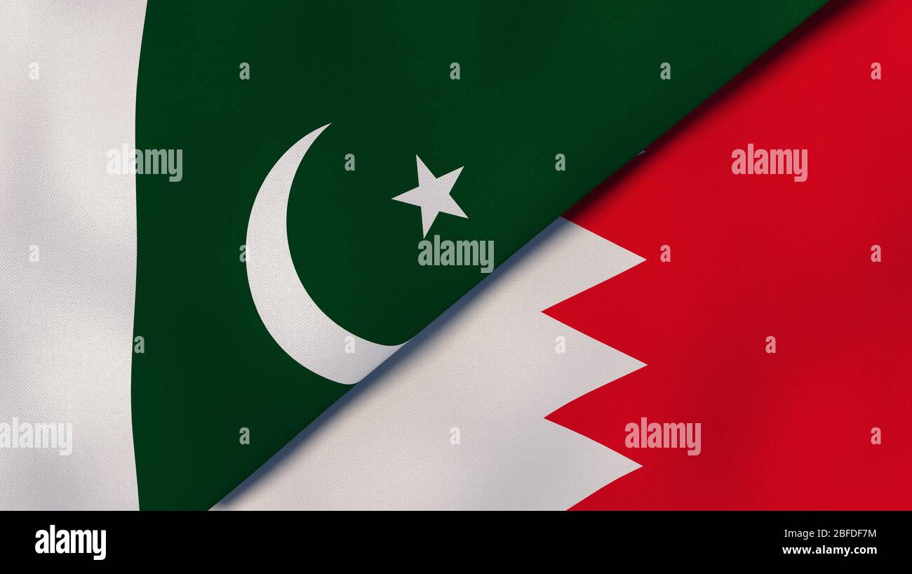 Two states flags of Pakistan and Bahrain. High quality business ...