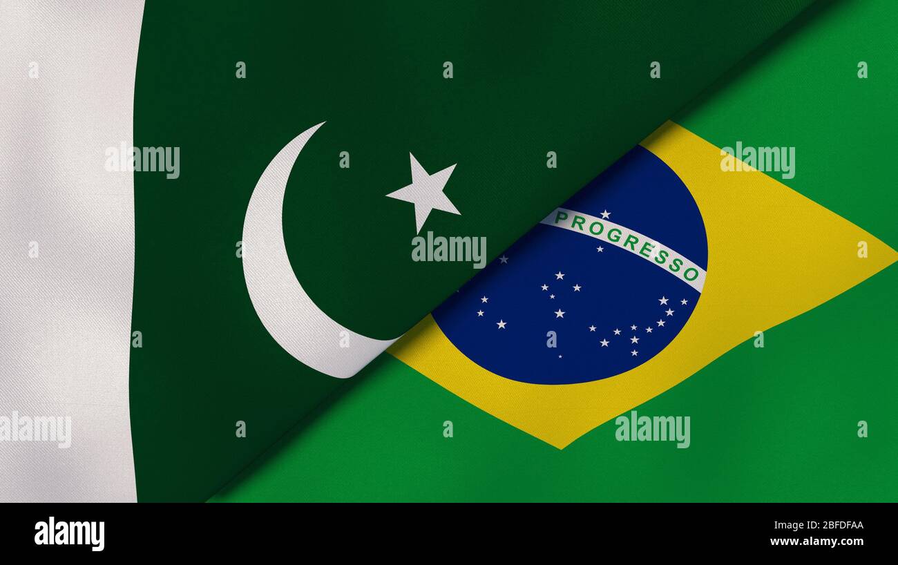 Two states flags of Pakistan and Brazil. High quality business ...
