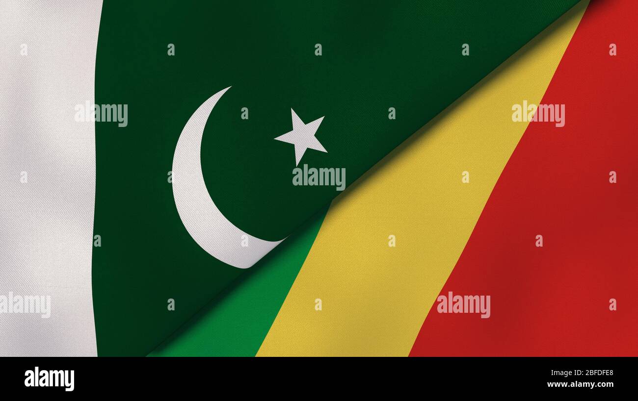 Two states flags of Pakistan and Congo. High quality business ...