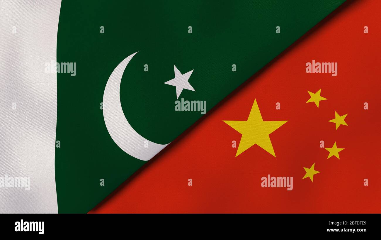 Two states flags of Pakistan and China. High quality business ...