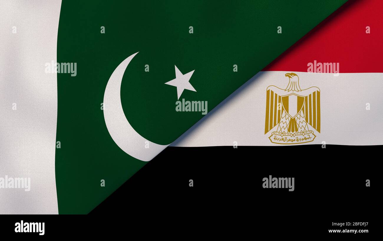 Two states flags of Pakistan and Egypt. High quality business ...