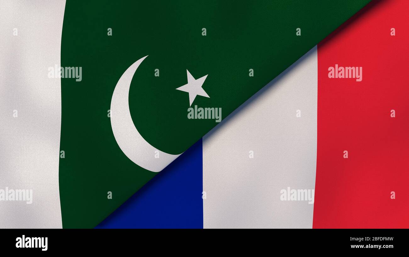 Two states flags of Pakistan and France. High quality business ...