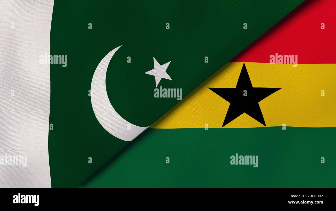 Two states flags of Pakistan and Ghana. High quality business ...