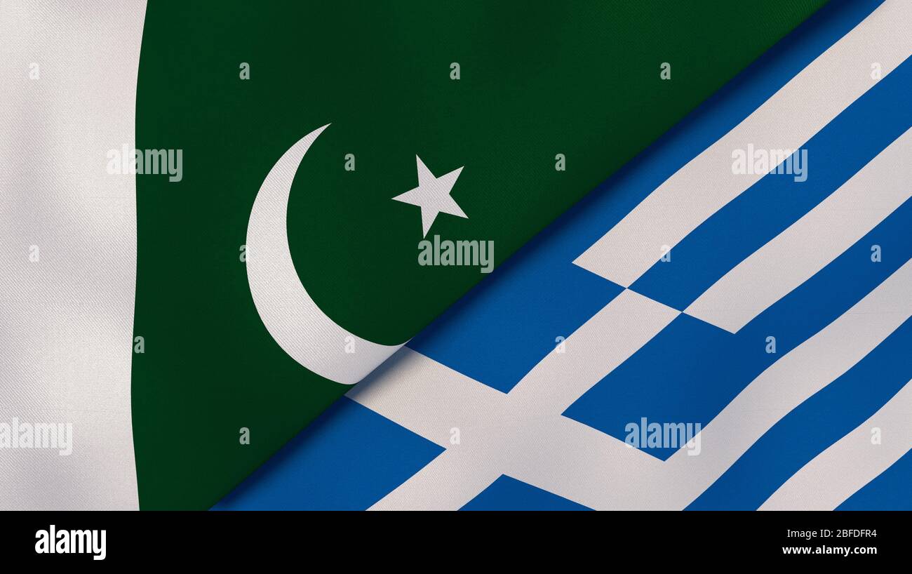 Two states flags of Pakistan and Greece. High quality business ...