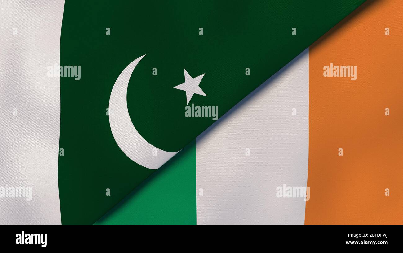 Two states flags of Pakistan and Ireland. High quality business ...