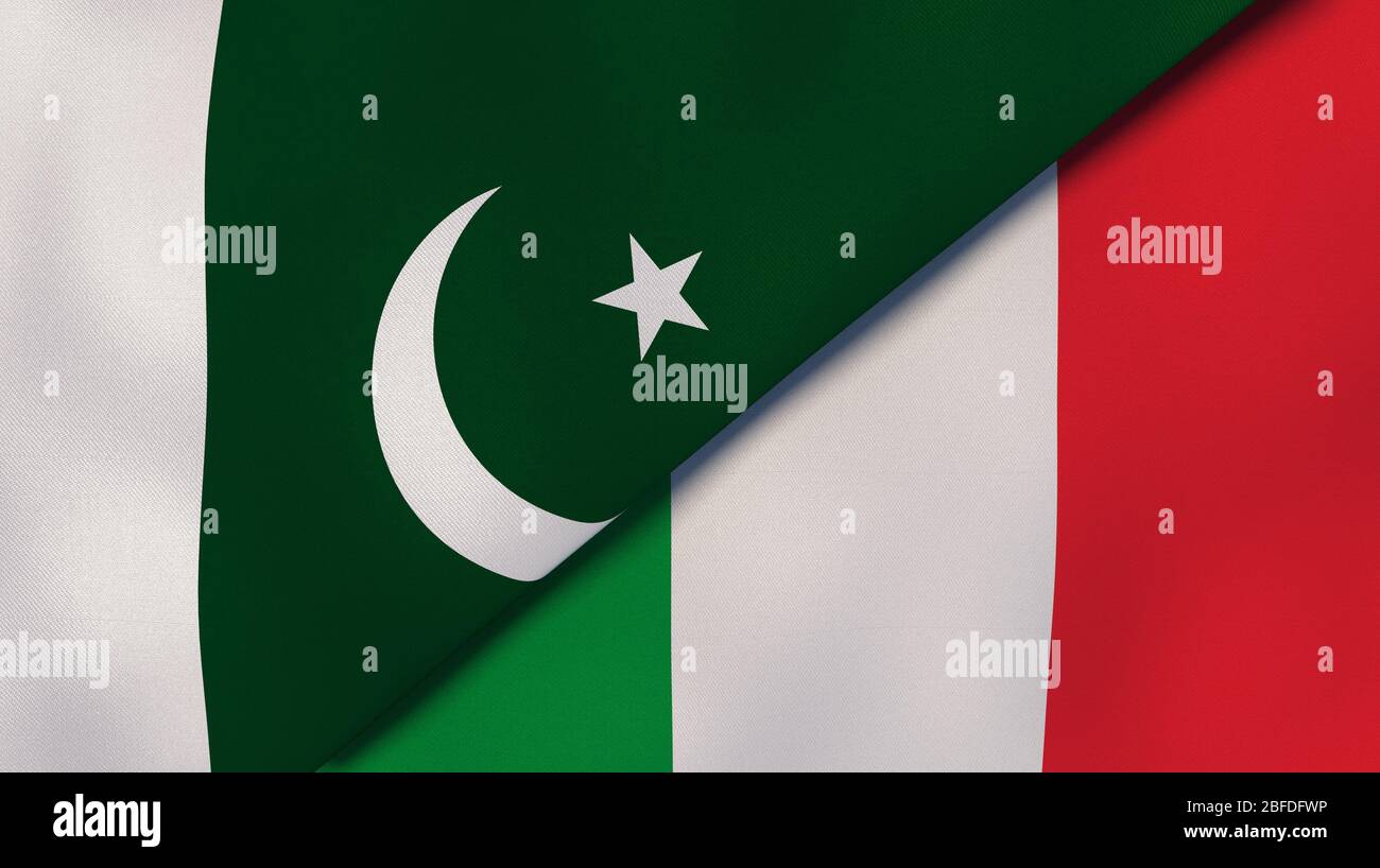 Two states flags of Pakistan and Italy. High quality business ...