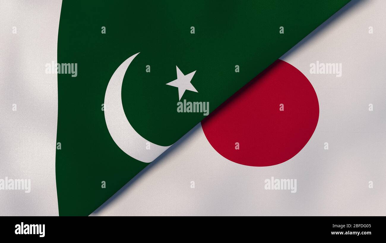 Two states flags of Pakistan and Japan. High quality business ...
