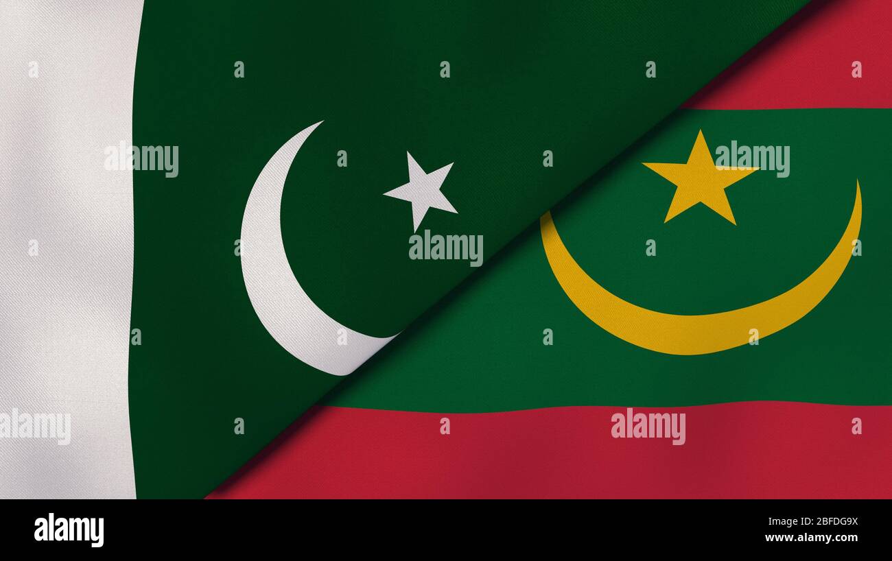 Two states flags of Pakistan and Mauritania. High quality business ...