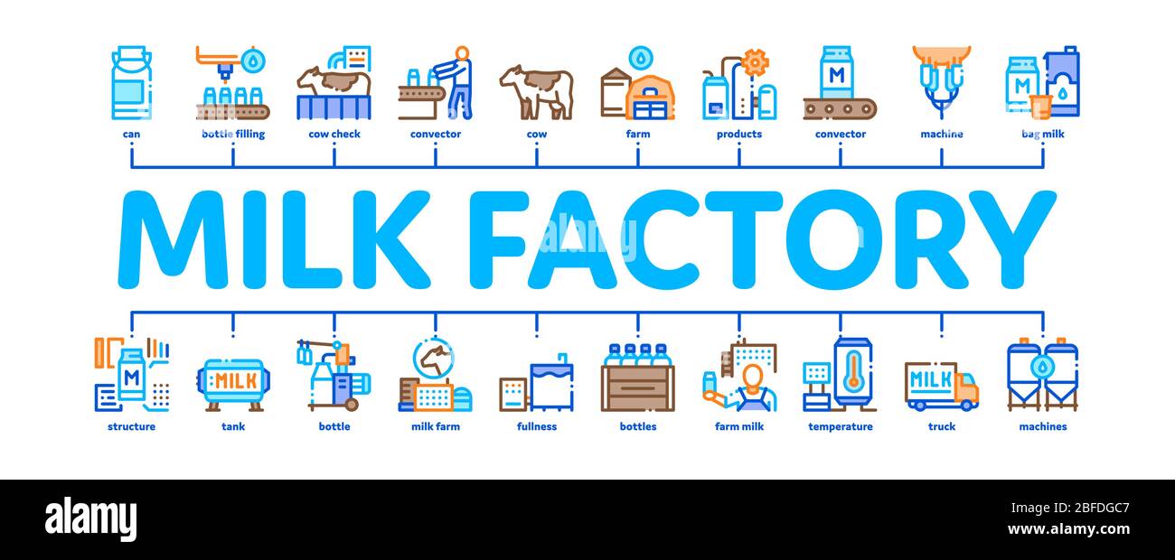 Milk Factory Product Minimal Infographic Banner Vector Stock Vector ...