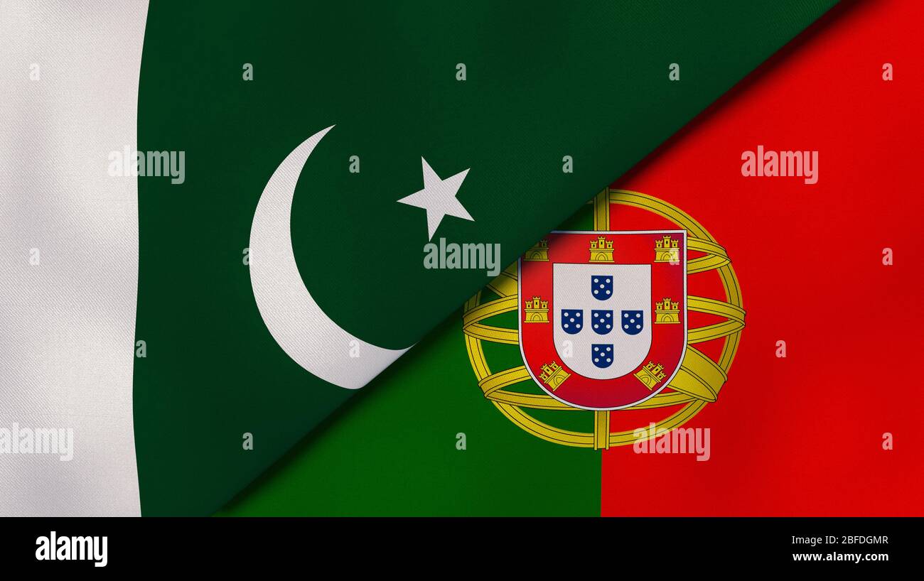 Two states flags of Pakistan and Portugal. High quality business ...