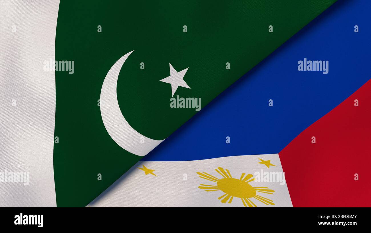 Two states flags of Pakistan and Philippines. High quality business ...