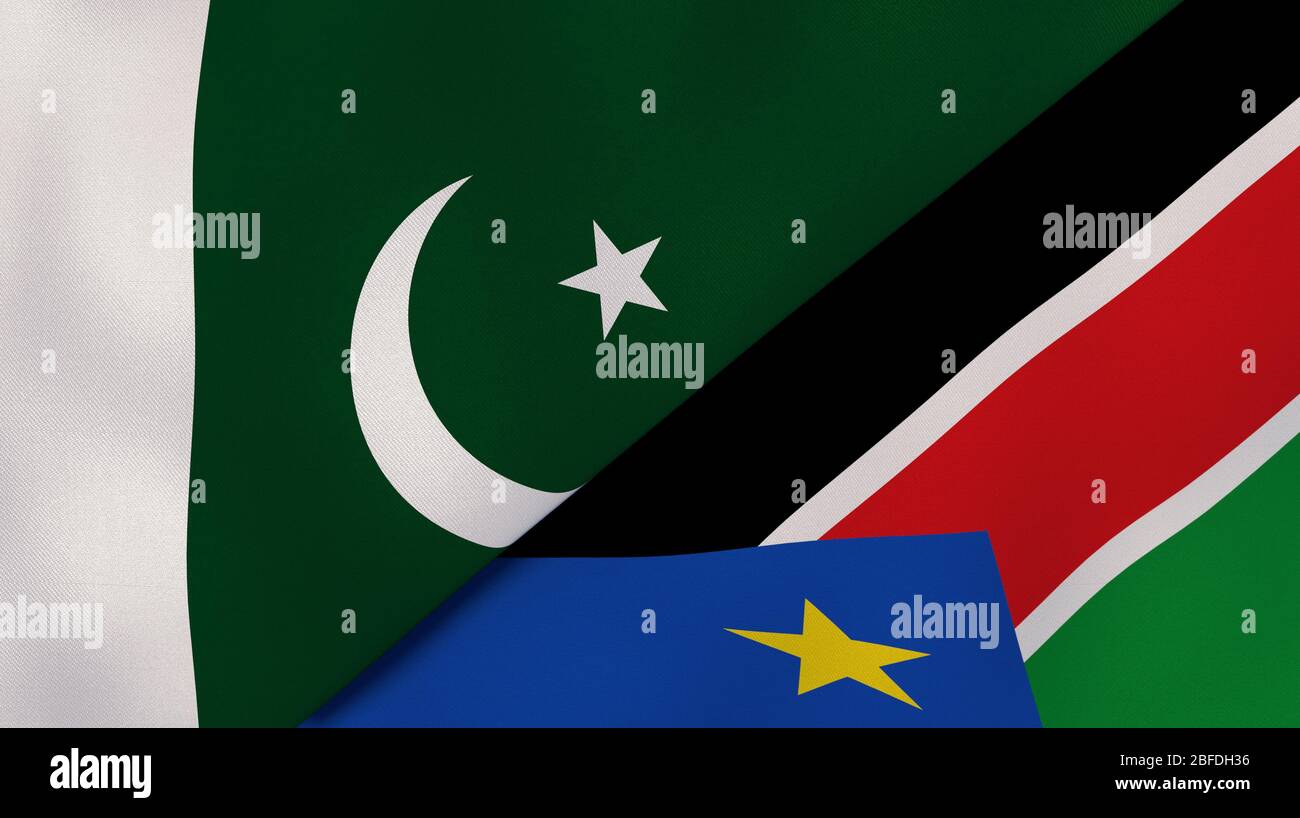Two states flags of Pakistan and South Sudan. High quality business ...