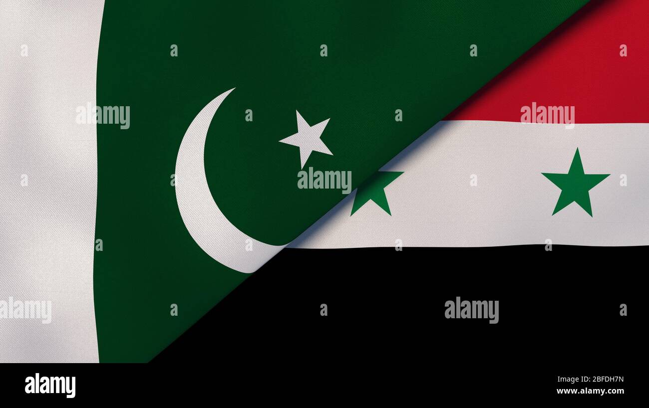 Two states flags of Pakistan and Syria. High quality business ...