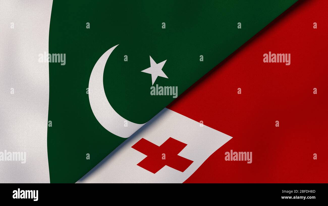 Two states flags of Pakistan and Tonga. High quality business ...