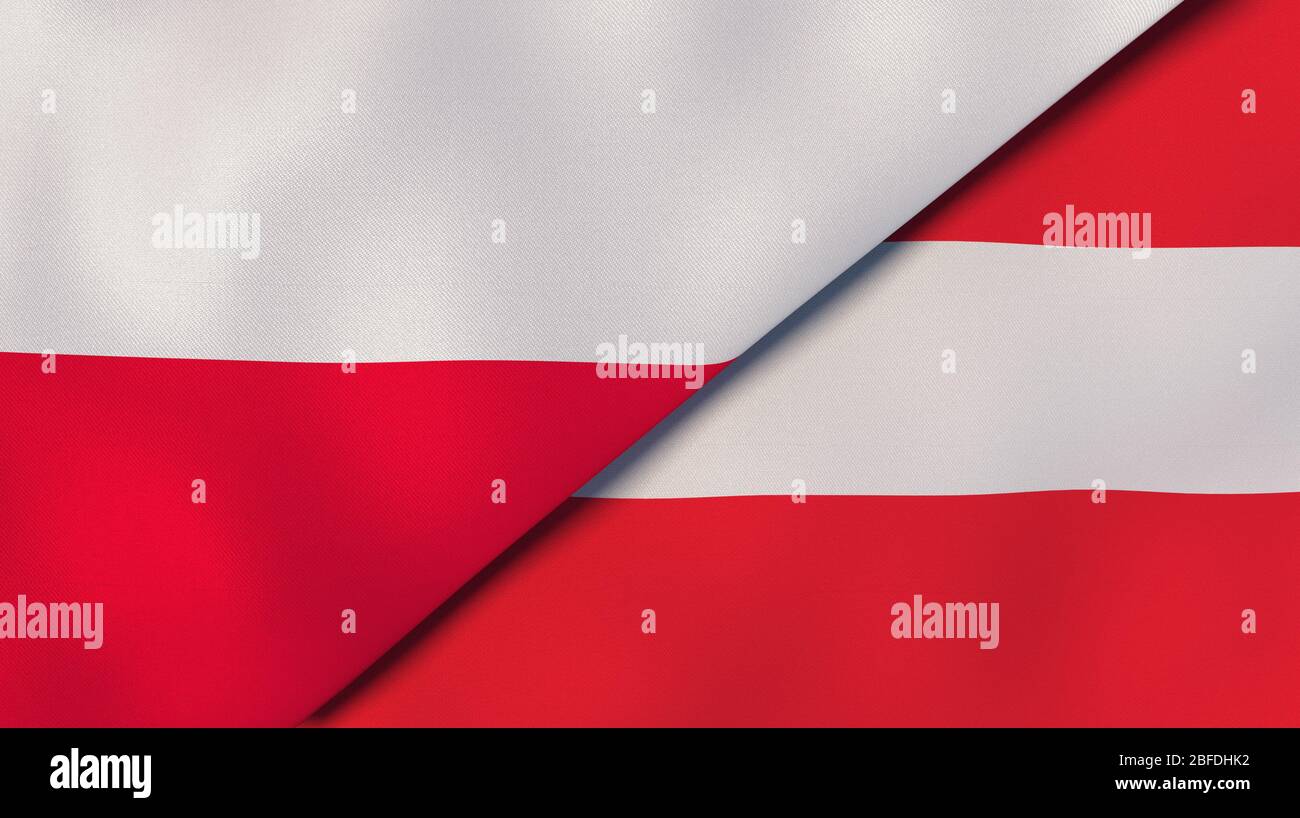Two states flags of Poland and Austria. High quality business ...