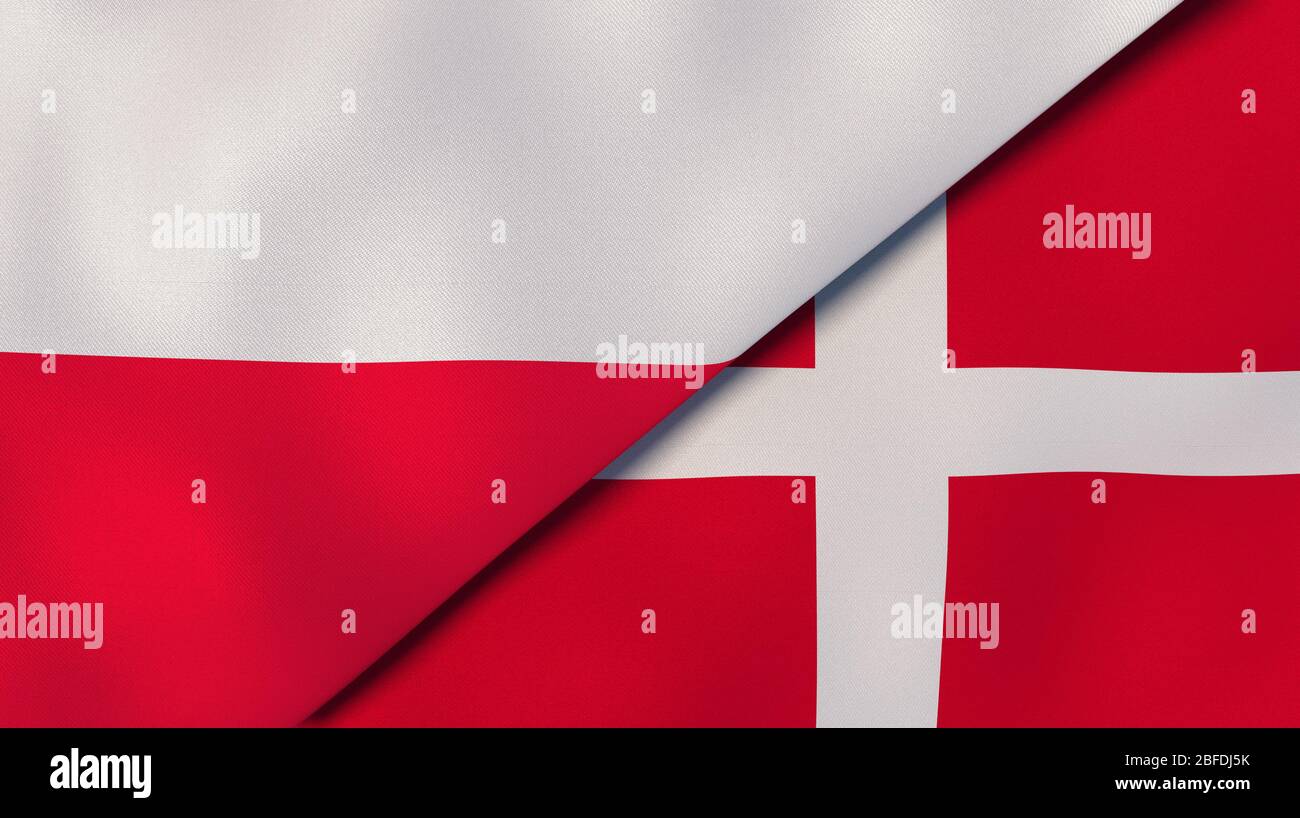 Two states flags of Poland and Denmark. High quality business ...