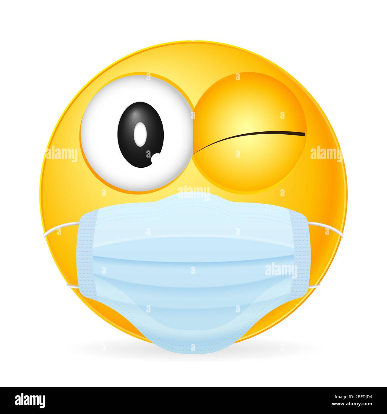 Emoticon wearing medical mask on a white background. Vector ...