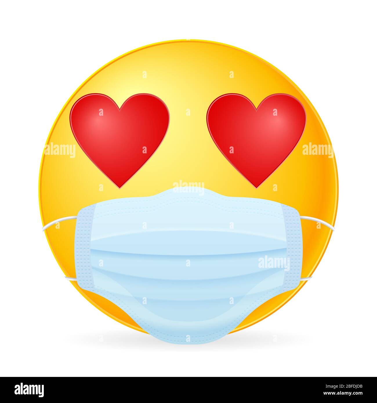 Emoticon wearing medical mask on a white background. Vector ...