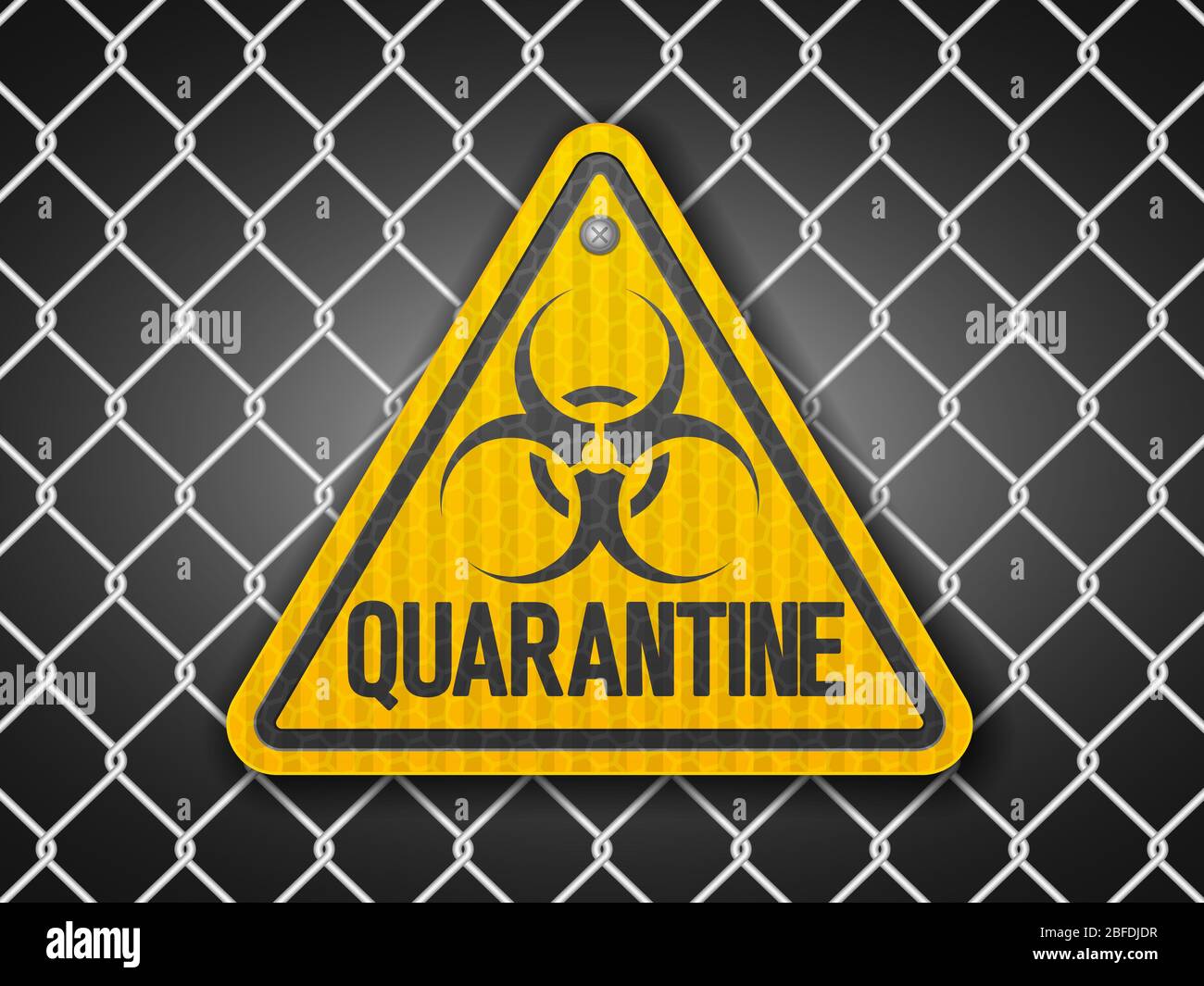 Quarantine sign on wire fence background. Vector illustration Stock ...