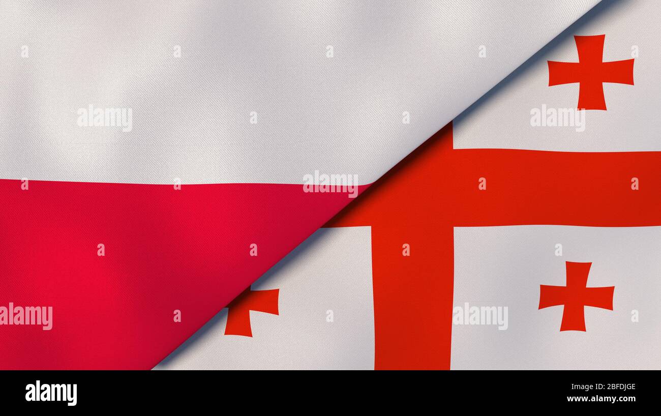 Two states flags of Poland and Georgia. High quality business ...