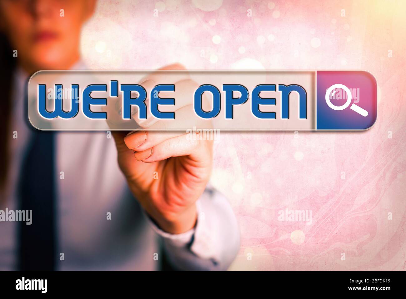 Word writing text We Re Open. Business photo showcasing answering on ...