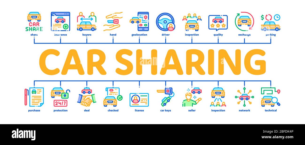 Car Sharing Business Minimal Infographic Banner Vector Stock Vector ...