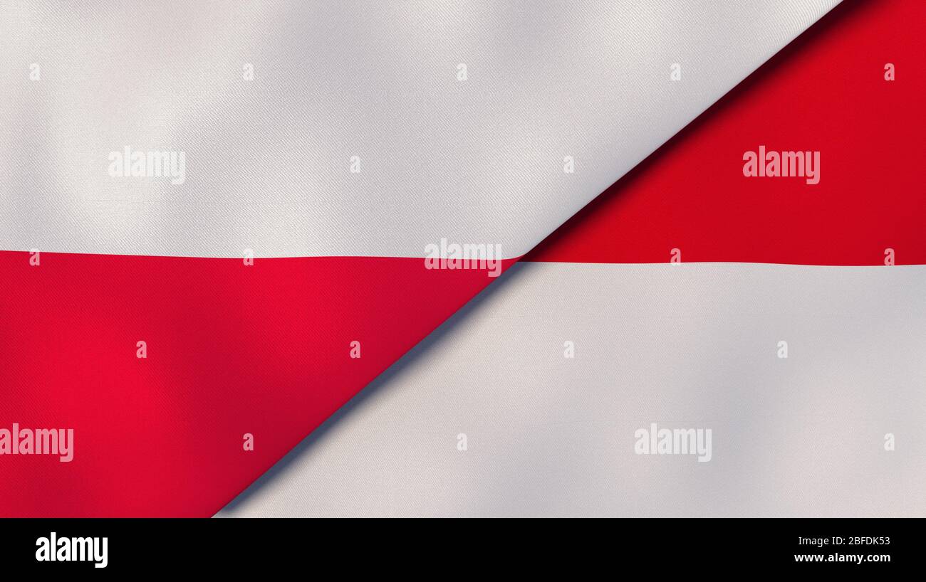 Two states flags of Poland and Monaco. High quality business background ...