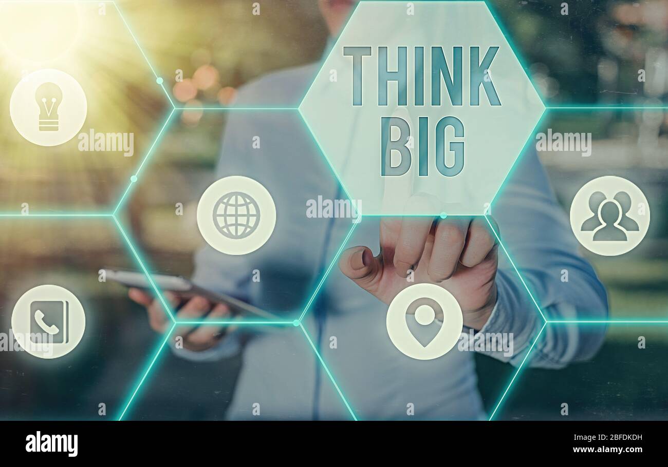 Writing note showing Think Big. Business concept for To plan for ...