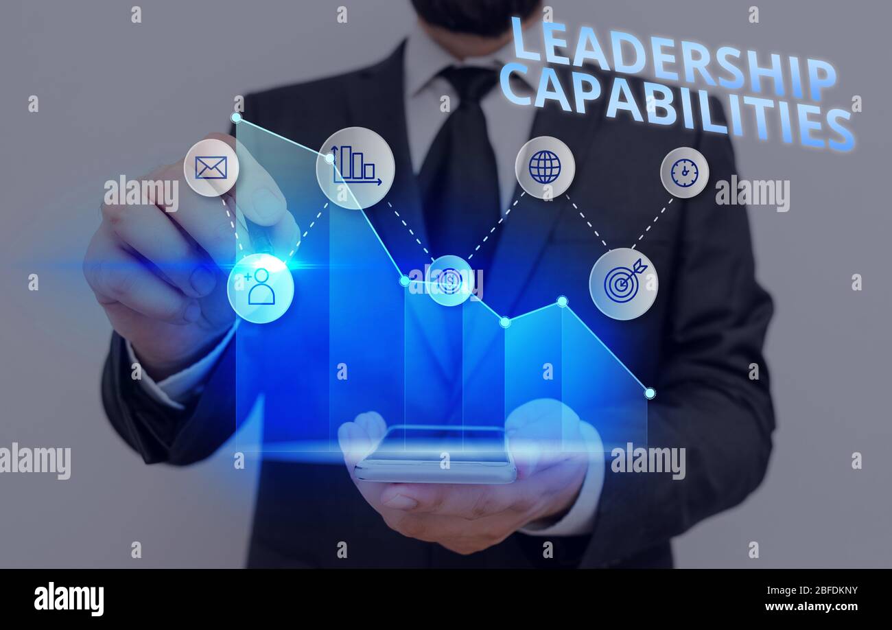 Writing note showing Leadership Capabilities. Business concept for Set ...