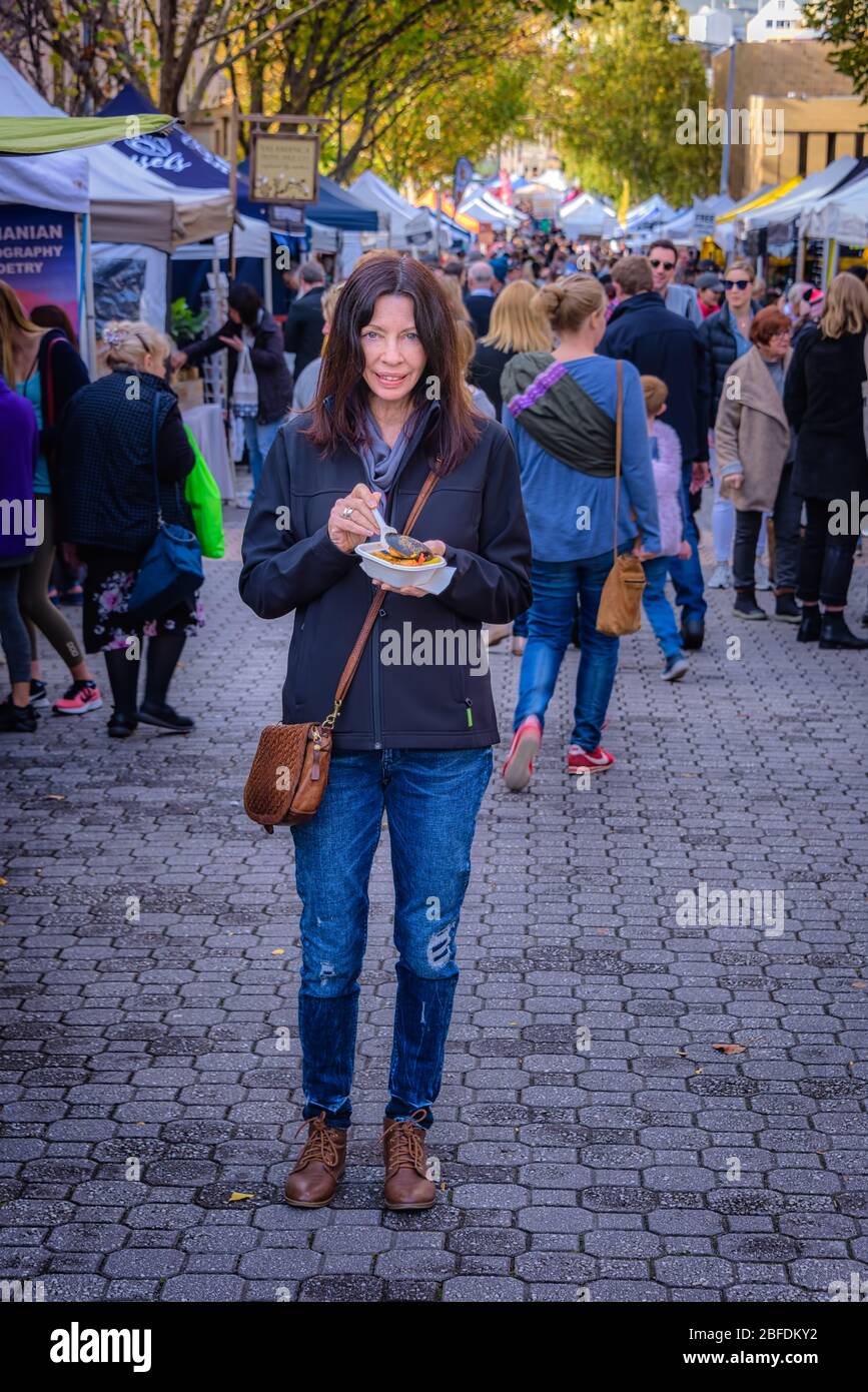 Street market portraits of the popular tourist destination in Hobart ...
