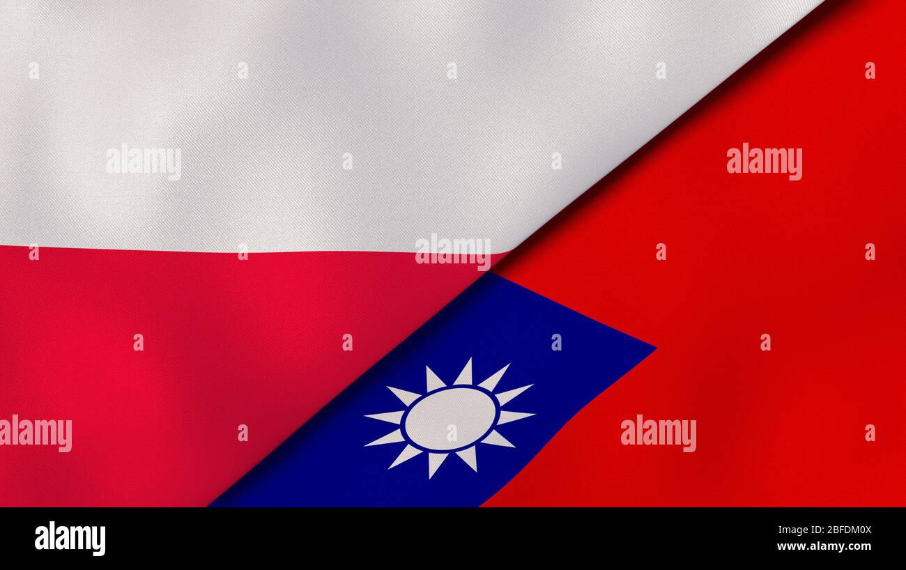 Two states flags of Poland and Taiwan. High quality business background ...