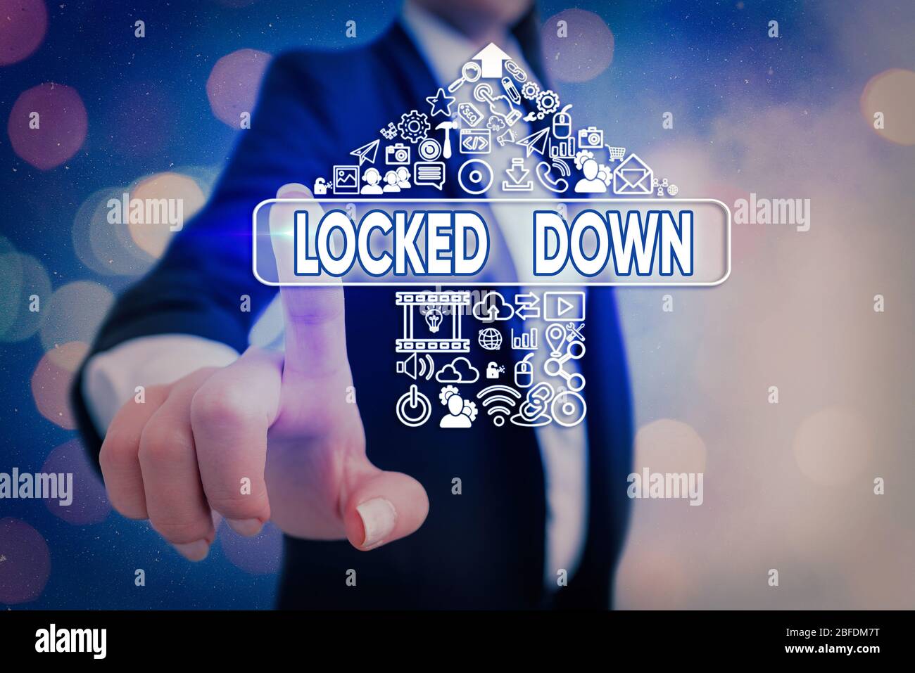 Conceptual hand writing showing Locked Down. Concept meaning emergency ...