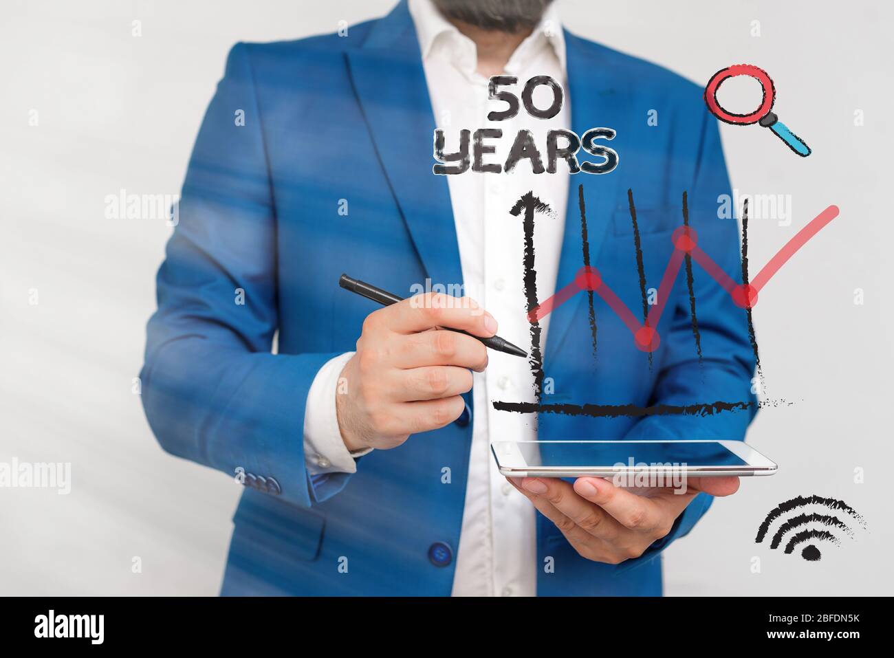 Handwriting text 50 Years. Conceptual photo Honoring Ruby Jubilee ...