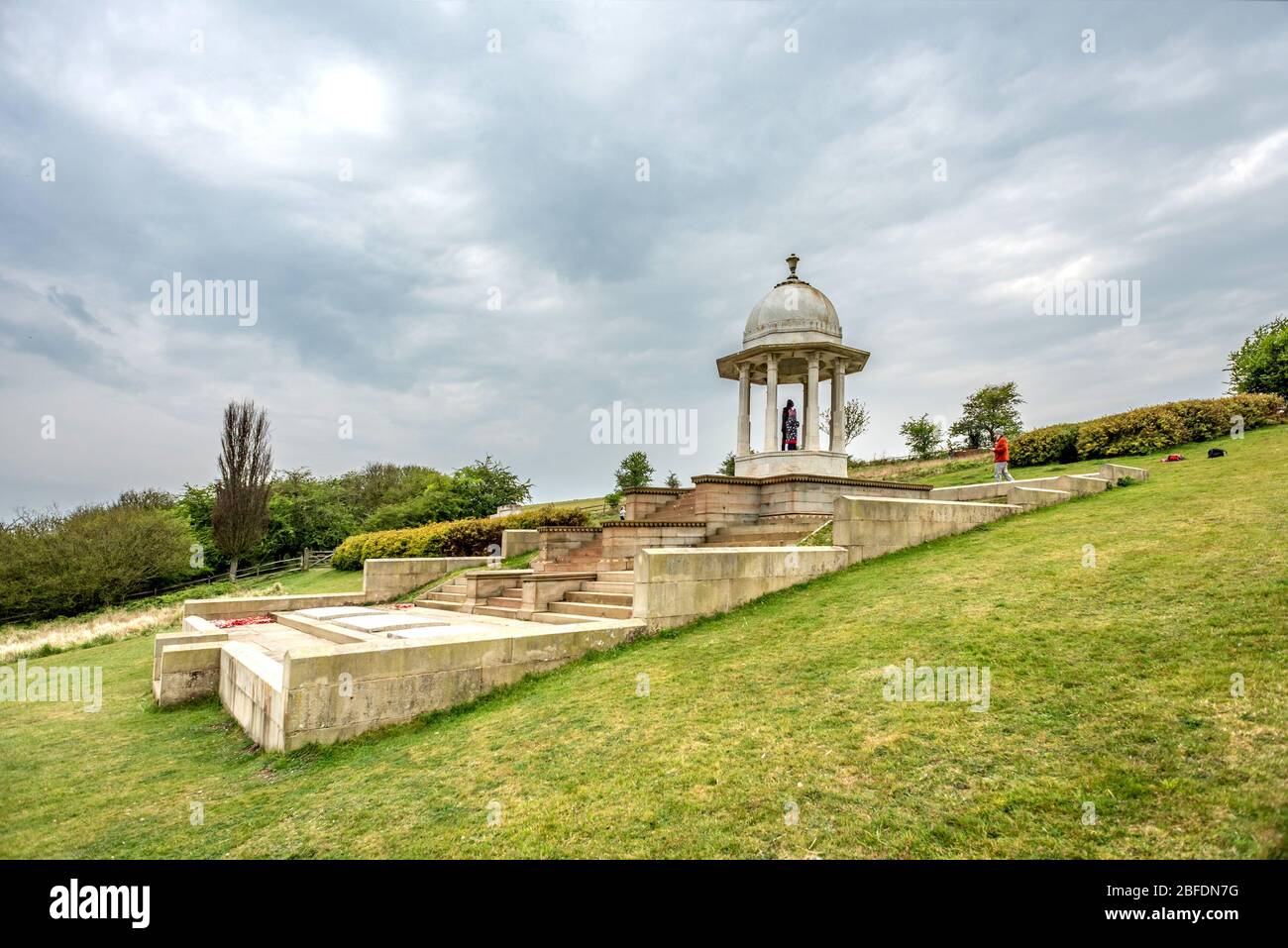 Brighton UK, 17th April 2020: People visiting The Chattri War Memorial ...