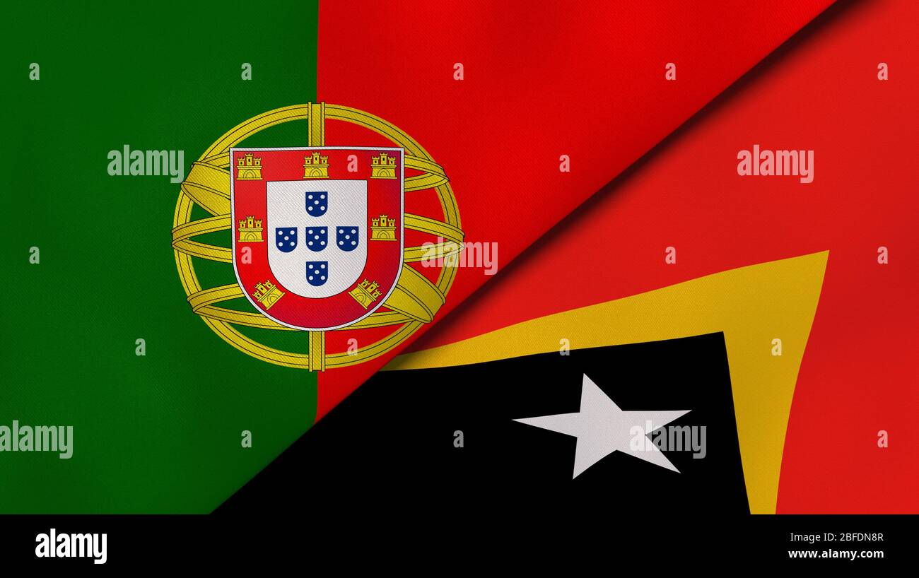 Two states flags of Portugal and East Timor. High quality business ...