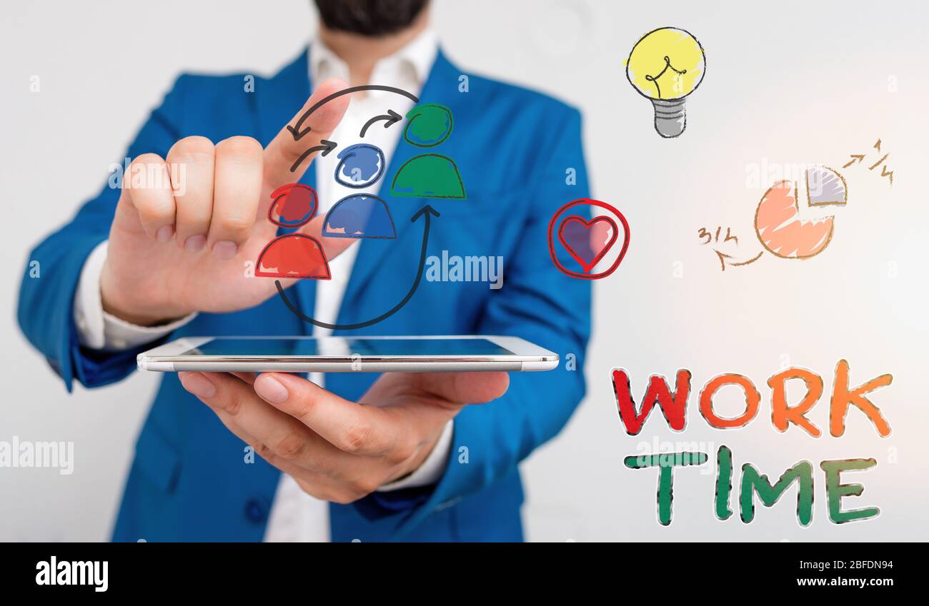 Conceptual hand writing showing Work Time. Concept meaning period ...