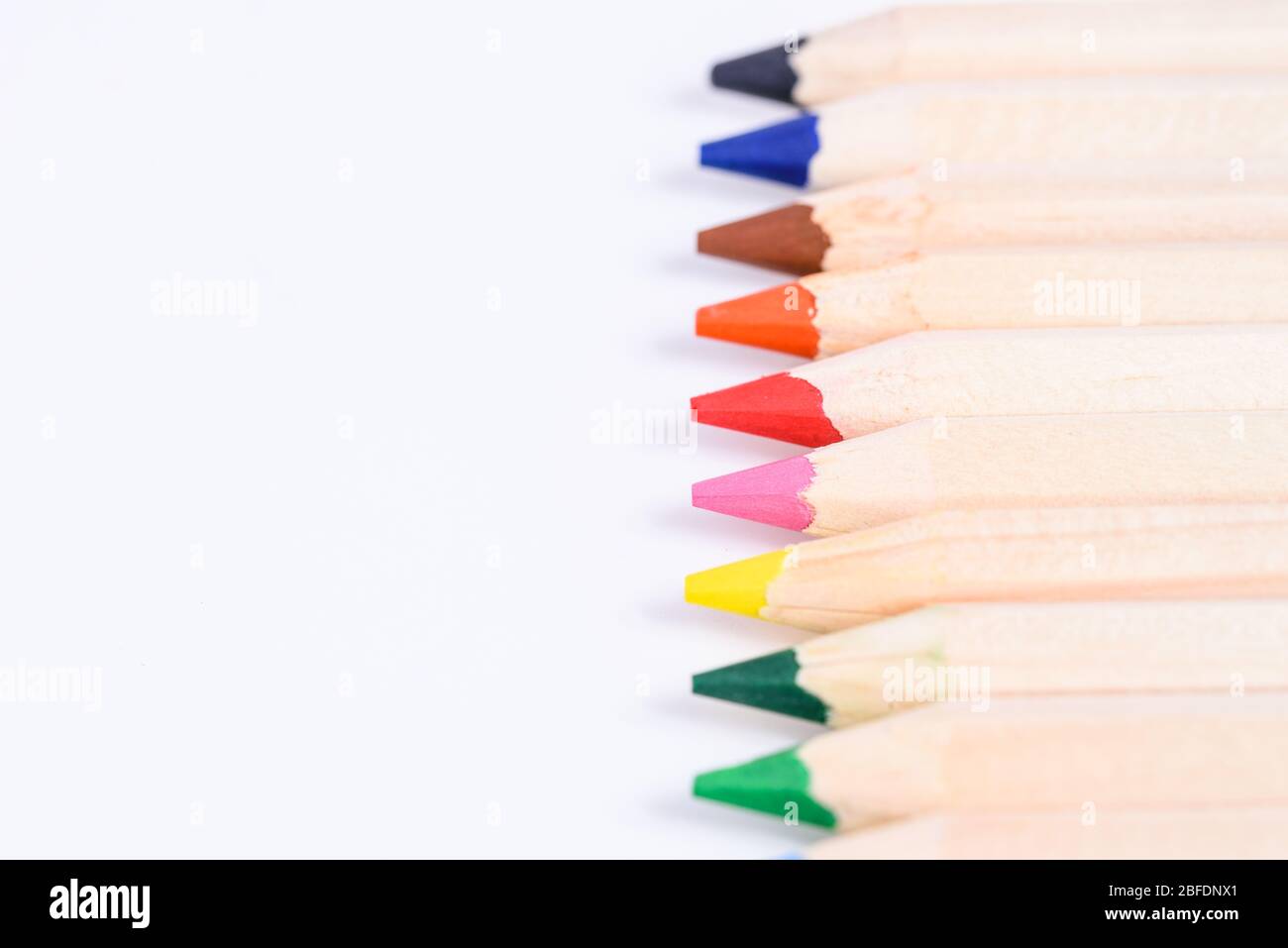 color pencils on white background. design layout. Blank space for text ...