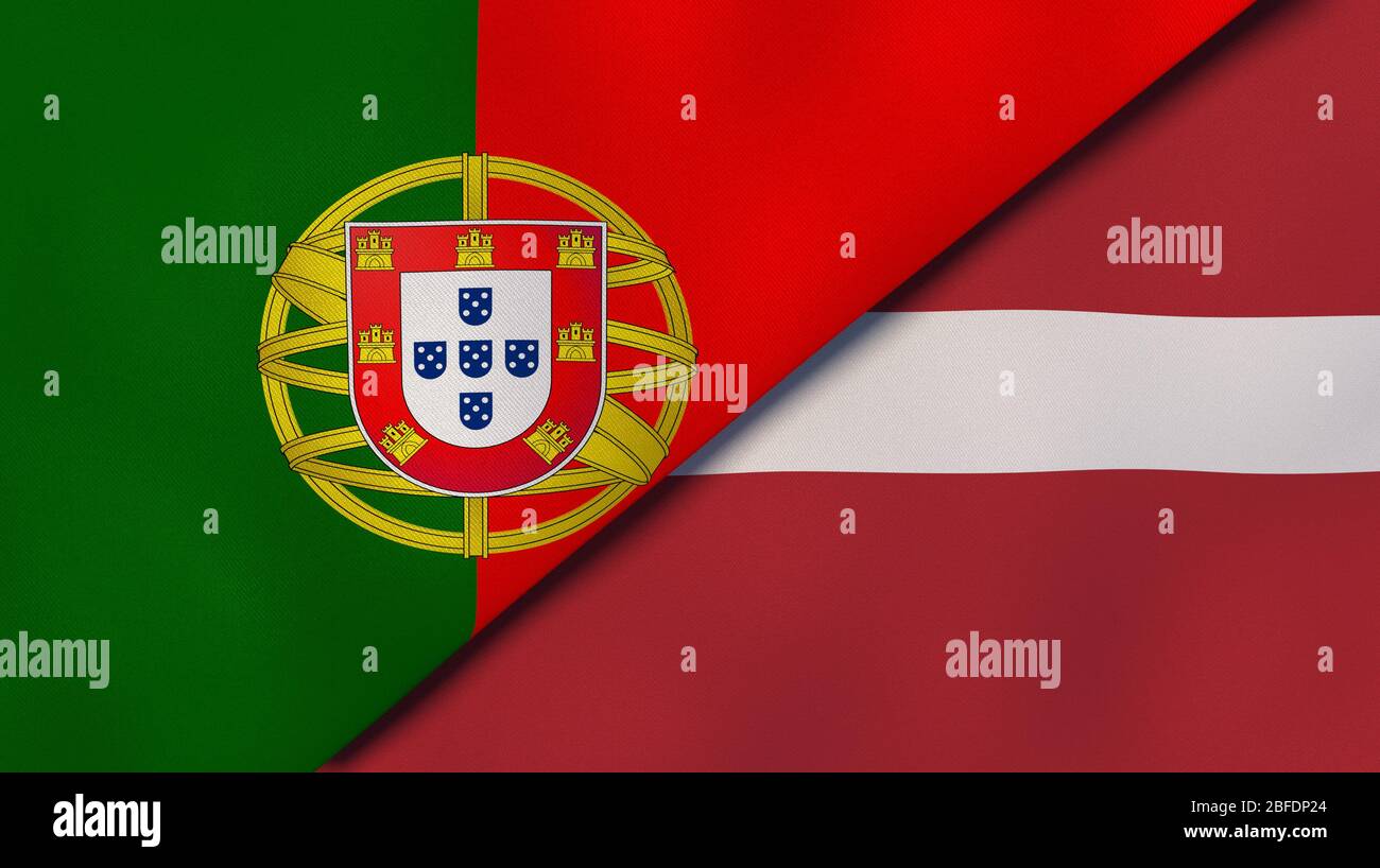 Two states flags of Portugal and Latvia. High quality business ...