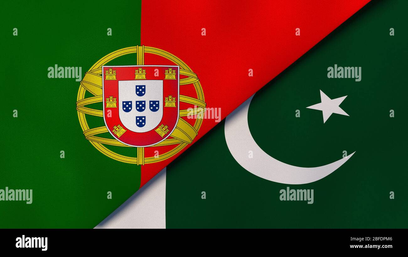 Two states flags of Portugal and Pakistan. High quality business ...