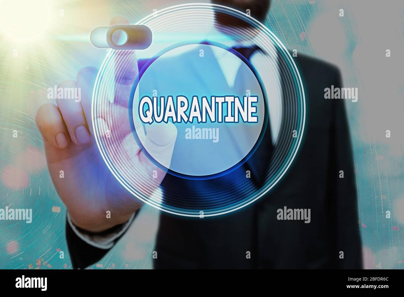 Conceptual hand writing showing Quarantine. Concept meaning restraint ...