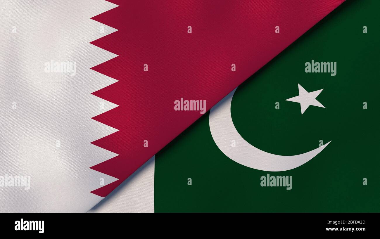 Two states flags of Qatar and Pakistan. High quality business ...