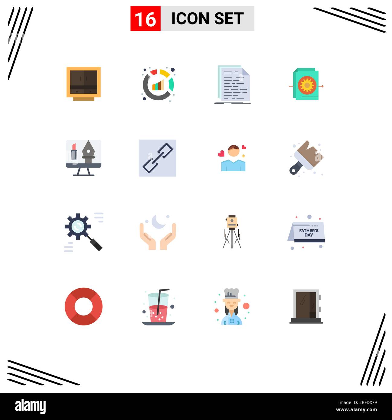 Flat Color Pack Of 16 Universal Symbols Of File Script Report Programming Coding Editable
