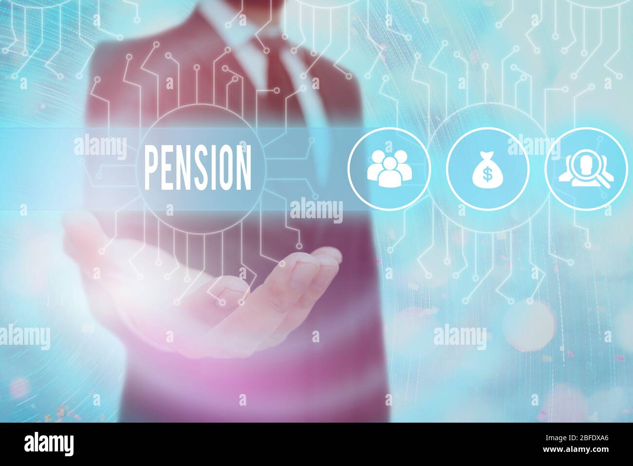 Conceptual hand writing showing Pension. Concept meaning Income seniors ...